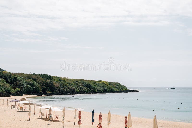 Kenting Small Beach and Parasol in Kenting, Taiwan Stock Image - Image ...