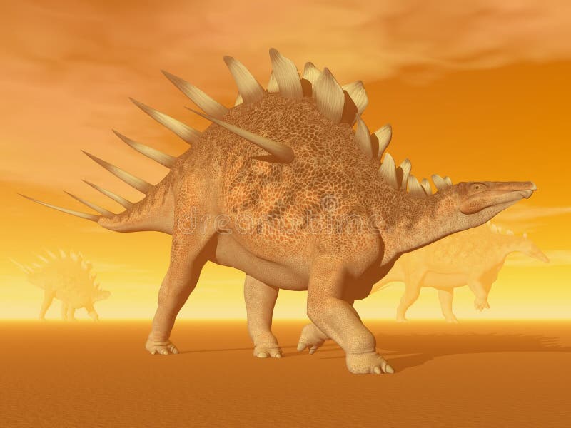 Kentrosaurus Dinosaurs Mum and Baby - 3D Render Stock Illustration ...