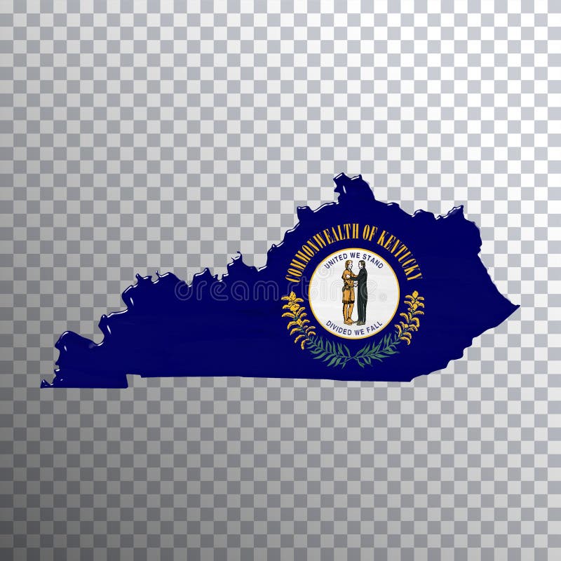 Kentucky Flag on Map, Transparent Background Stock Illustration ...