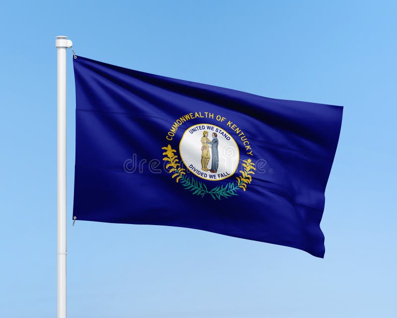 Kentucky Flag on Stick on Sky Background Stock Illustration ...