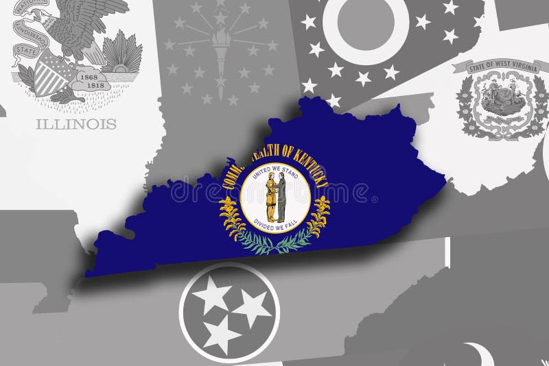 Kentucky map and flag stock illustration. Illustration of america ...