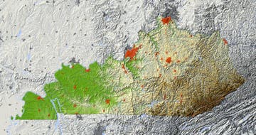 Kentucky, relief map stock illustration. Illustration of topographic ...