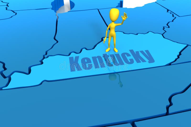 Kentucky State Outline with Yellow Stick Figure Stock Illustration ...