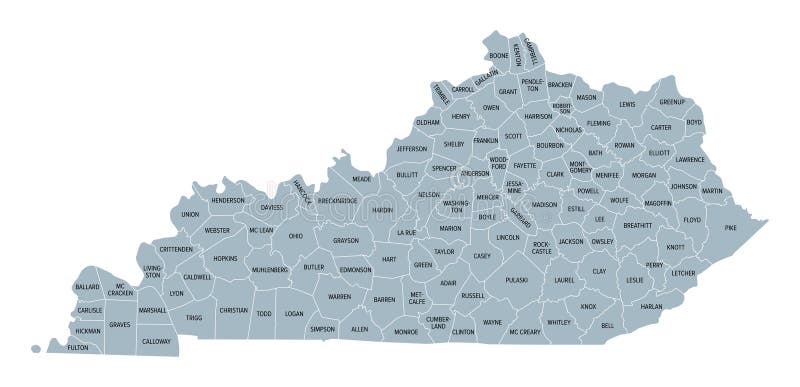 Ky State Map With Counties Kentucky County Map High Res Vector Graphic