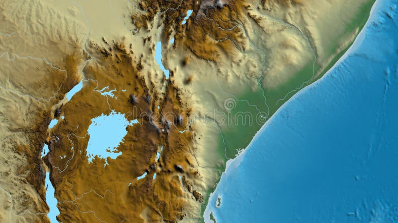 Kenya area. Relief map stock illustration. Illustration of environment ...