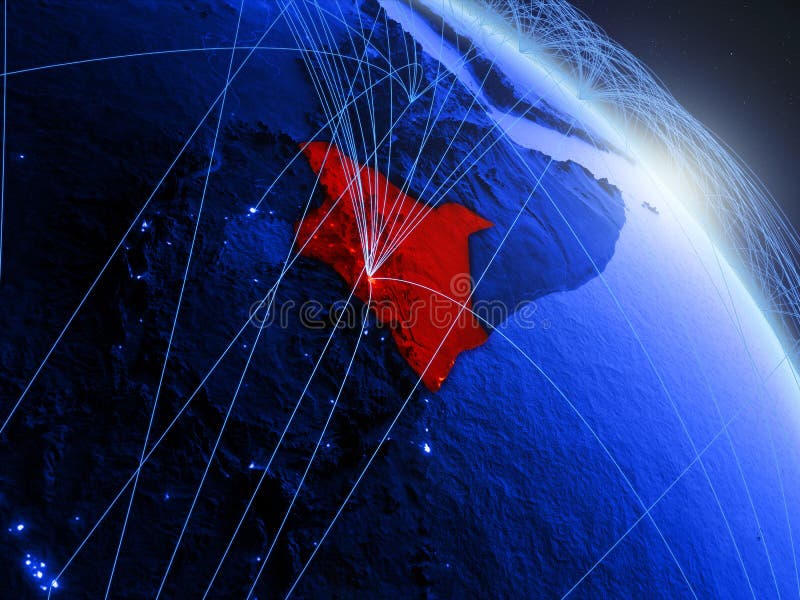 Kenya on Blue Blue Digital Globe Stock Illustration - Illustration of ...