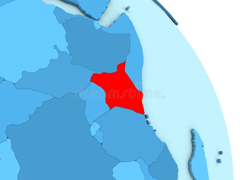 Kenya on Blue Political Globe Stock Illustration - Illustration of ...