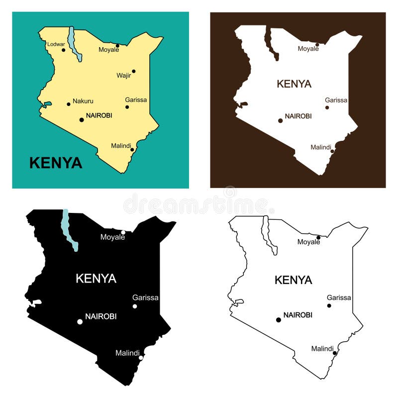 Kenya country map stock illustration. Illustration of line - 359565832