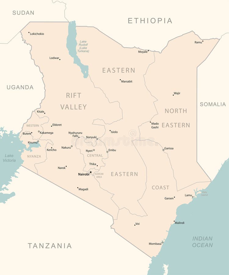 Kenya - Detailed Map with Administrative Divisions Country Stock ...