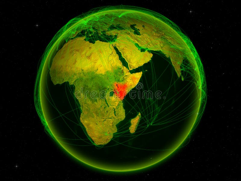 Kenya on Earth with Network Stock Illustration - Illustration of ...