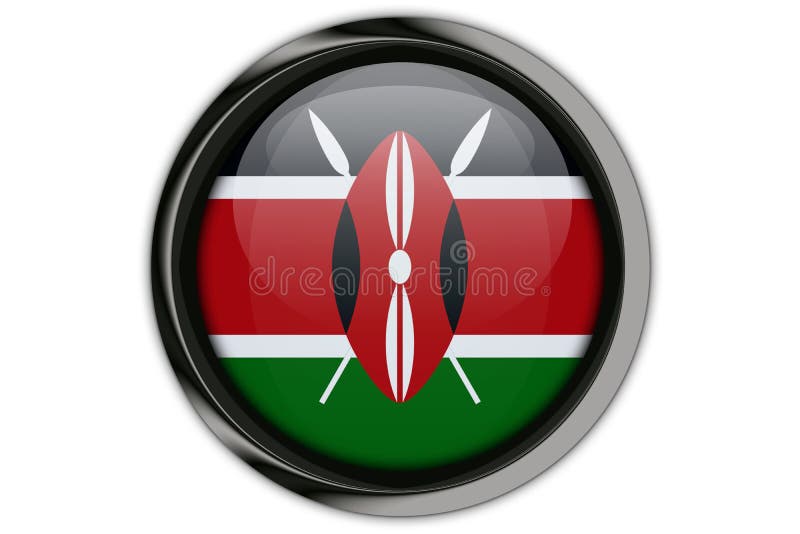 Kenya Flag in the Button Pin Isolated on White Background Stock ...