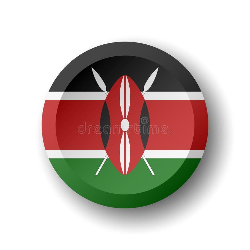 Circle Button Flag of Kenya Stock Illustration - Illustration of emblem ...