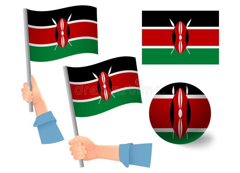 Kenya flag in hand icon stock illustration. Illustration of isolated ...
