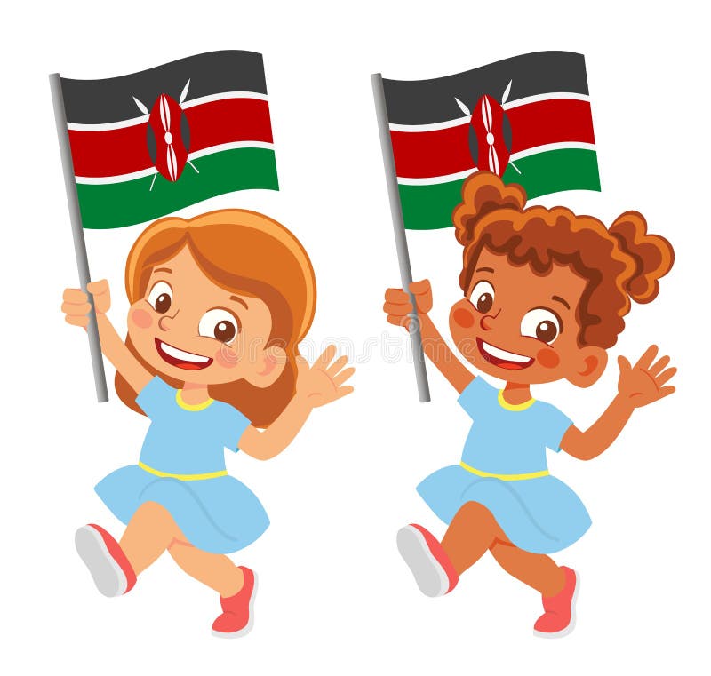 Kenya flag in hand set stock illustration. Illustration of hand - 194462871