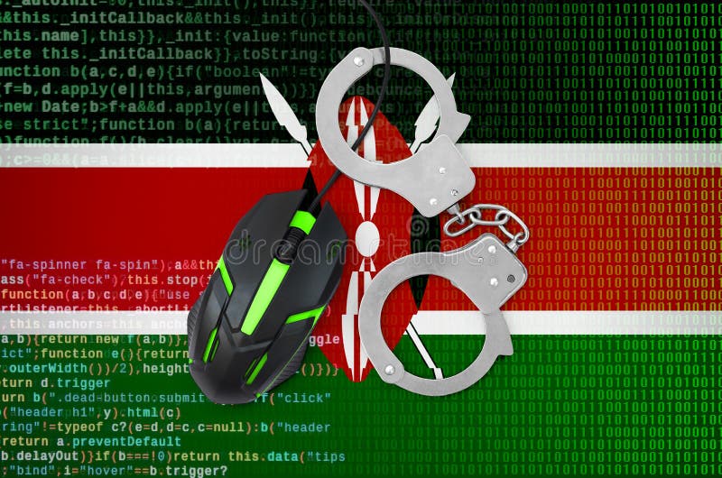 Kenya Flag and Handcuffed Computer Mouse. Combating Computer Crime ...