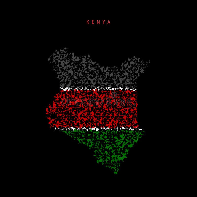 Kenya Flag Map Chaotic Particles Pattern In The Kenyan Flag Colors
