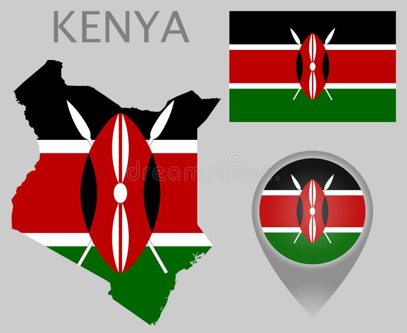 Kenya Flag, Map and Map Pointer Stock Vector - Illustration of diagram ...