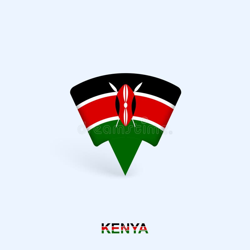 Kenya Map, Stylish Location Icon with Kenya Map and Flag Stock Vector - Illustration of label ...