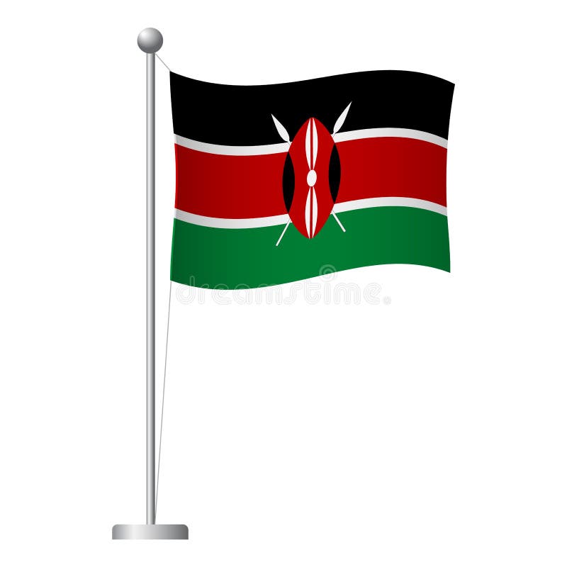 Kenya flag on pole icon stock illustration. Illustration of flagpole ...