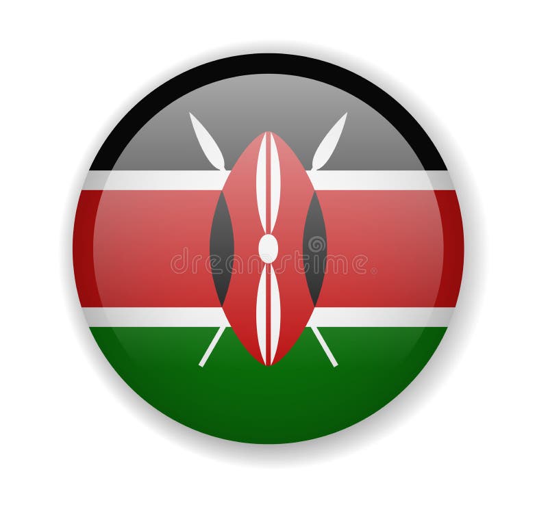Kenya Button Flag Round Shape Stock Illustration - Illustration of ...