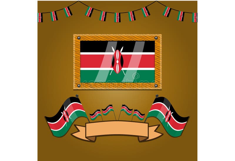 Kenya Flags on Frame Wood, Label Stock Vector - Illustration of ...
