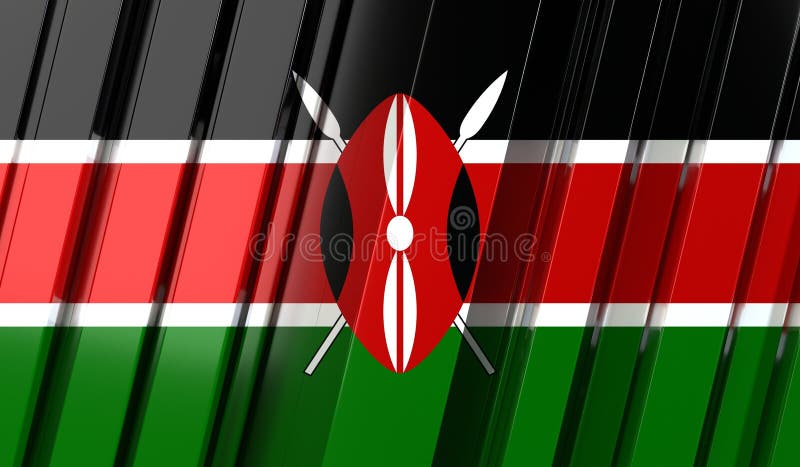 Kenya - Geometrical Flag with Stripes Stock Illustration - Illustration ...