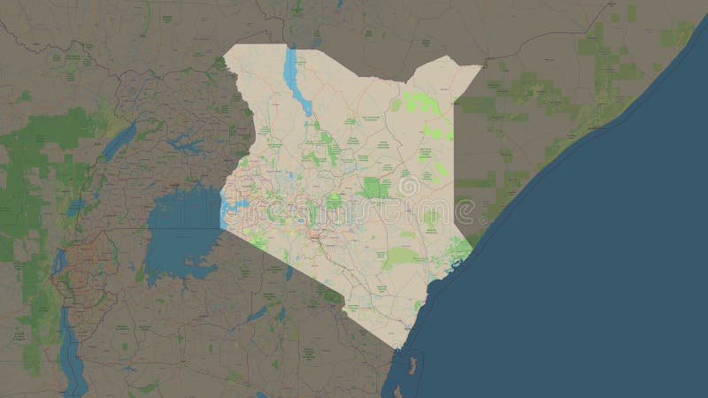 Kenya Highlighted. Topo Standard Stock Illustration - Illustration of ...