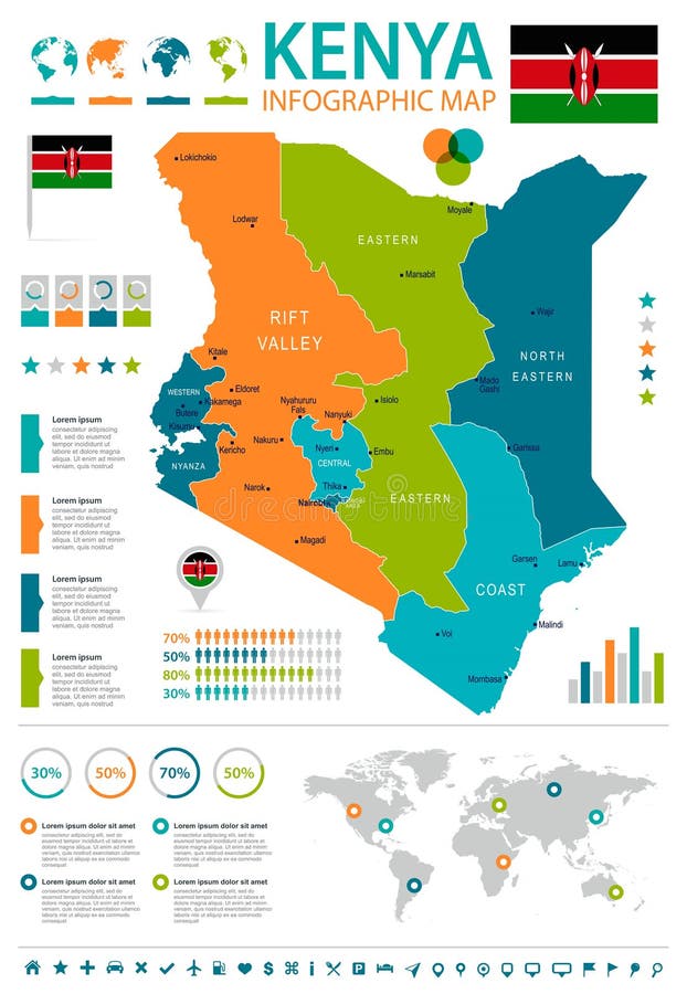 Kenya Infographic Map Flag Stock Illustrations – 66 Kenya Infographic ...