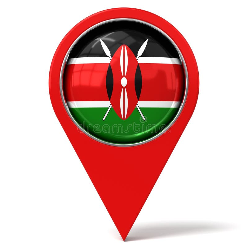 Kenya - Location Pin with Flag Stock Illustration - Illustration of ...