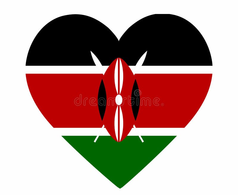 Kenya Flag National Africa Emblem Heart Icon Vector Stock Illustration ...