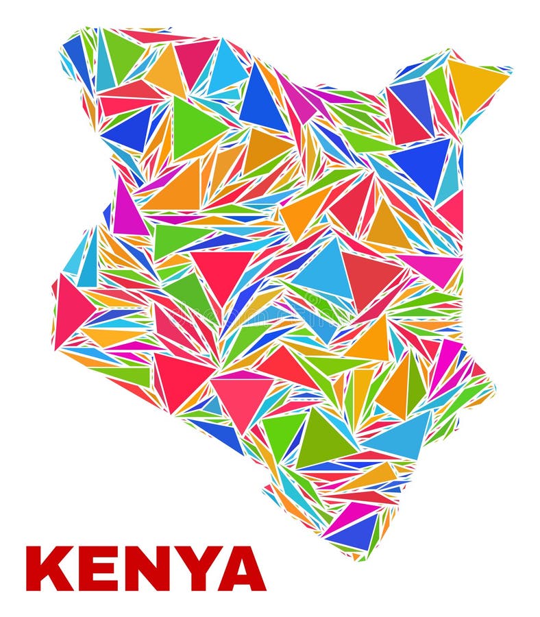 Kenya Map - Mosaic of Color Triangles Stock Vector - Illustration of ...