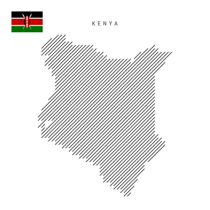 Kenya Map from Pattern of Black Slanted Parallel Lines. Flat Vector ...