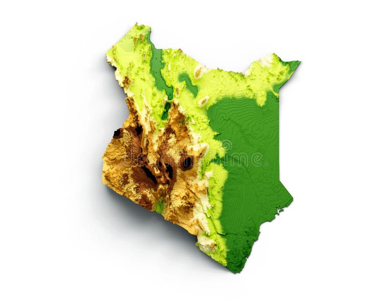 Kenya Map Shaded Relief Color Height Map on the Sea Blue Background 3d ... Kenya Map Shaded Relief Color Height Map on the Sea Blue Background 3d ...