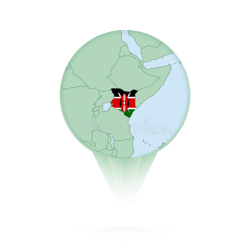 Kenya Map, Stylish Location Icon with Kenya Map and Flag Stock ...