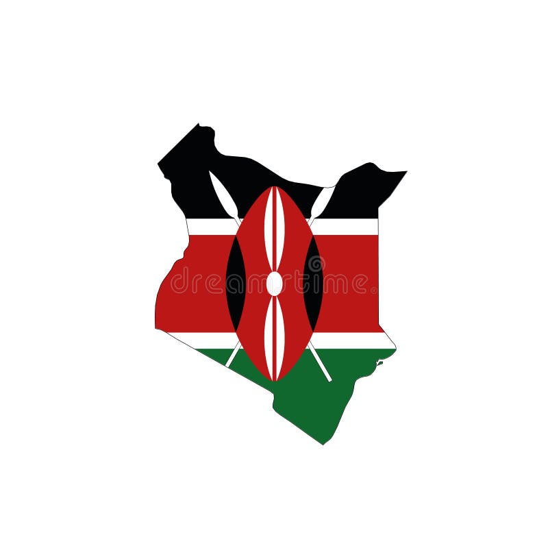 Kenya National Flag in a Shape of Country Map Stock Vector ...