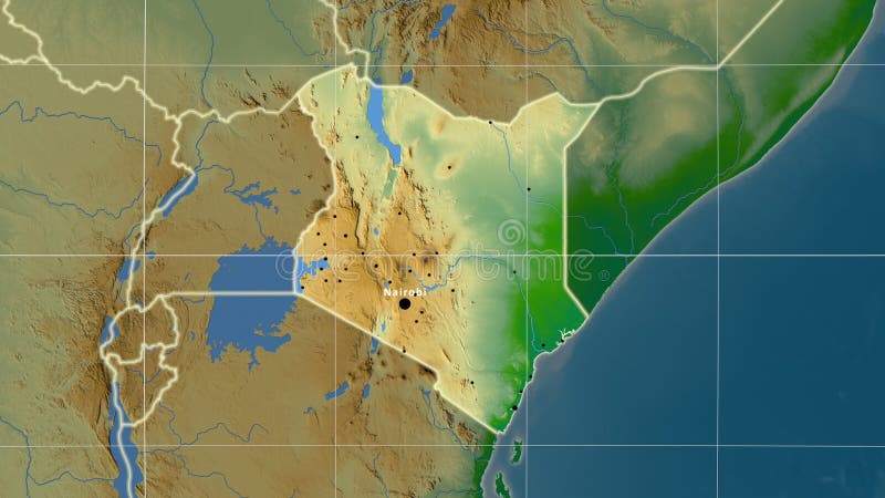 Kenya - Physical. Composition, Borders Stock Illustration - Illustration of area, elevation ...