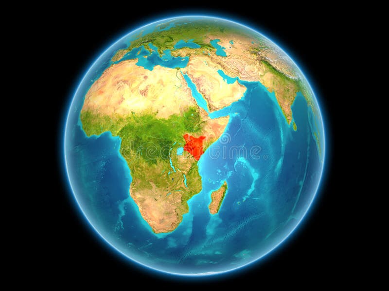 Kenya on planet Earth stock illustration. Illustration of satellite ...