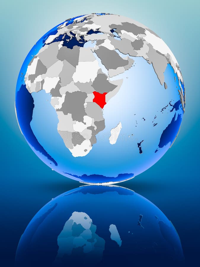 Kenya on globe stock illustration. Illustration of country - 100088508