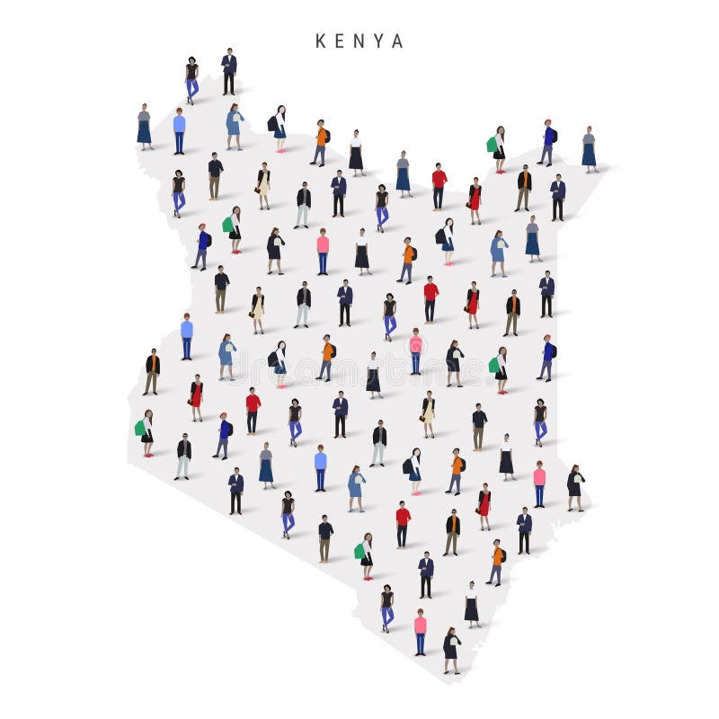 Kenya Population Map. Large Group of People in a Shape of Kenyan Map ...