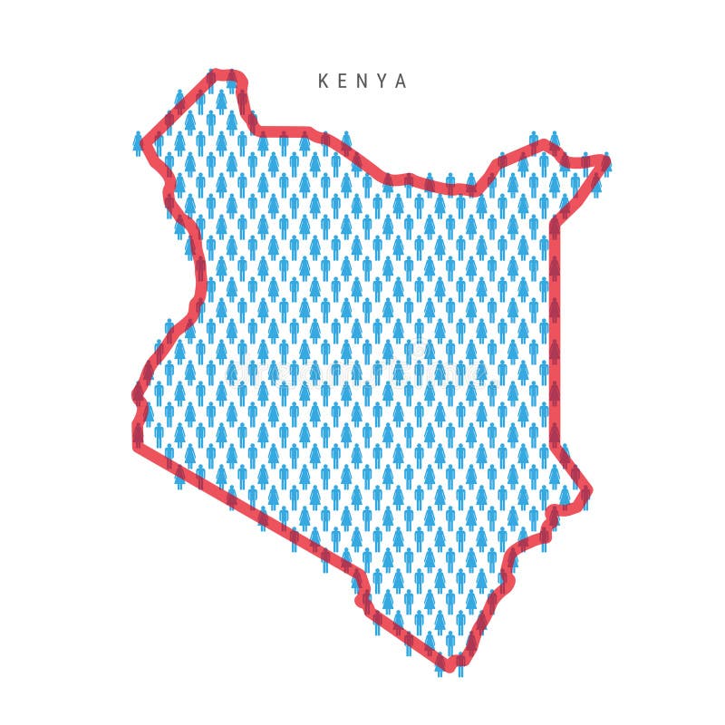 Kenya Population Map. Stick Figures Kenyan People Map. Pattern of Men ...