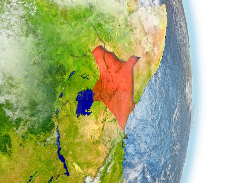 Kenya in red on Earth stock illustration. Illustration of kenya - 86204602
