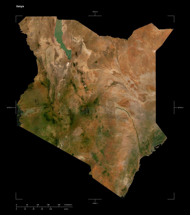 Kenya Shape on Black. Low-res Satellite Stock Illustration ...