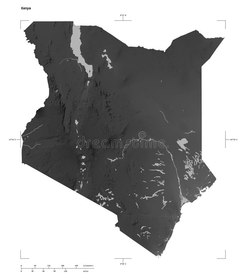 Kenya Shape on White. Grayscale Stock Illustration - Illustration of ...