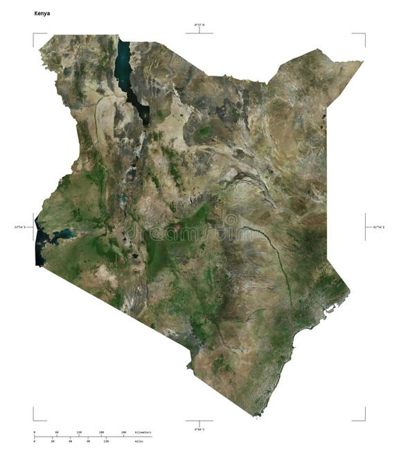 Kenya Shape on White. High-res Satellite Stock Illustration ...