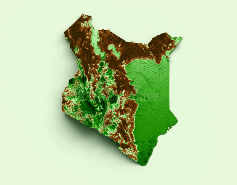 Kenya Topographic Map 3d Realistic Map Color 3d Illustration Stock ...