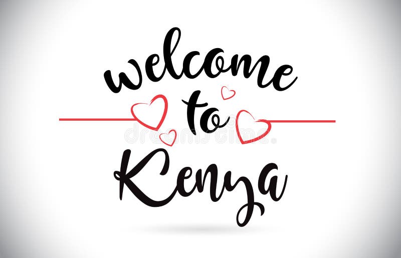 Kenya Welcome To Word Text With Handwritten Font And Golden Text Stock