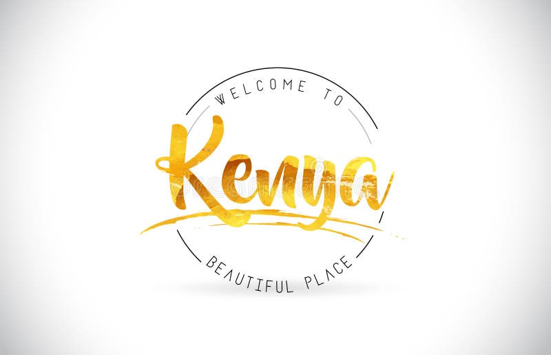 Kenya Welcome To Word Text With Handwritten Font And Red Hearts Square