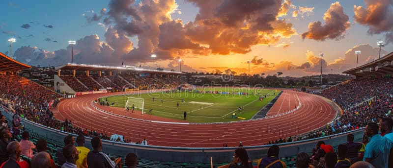 Kenyan Athlete Excels in 800m Event Against a Stunning Sunset Stock ...