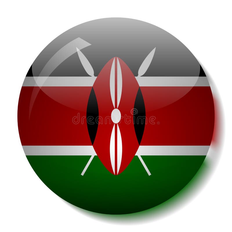 Kenyan Flag Glass Button Vector Illustration Stock Vector ...