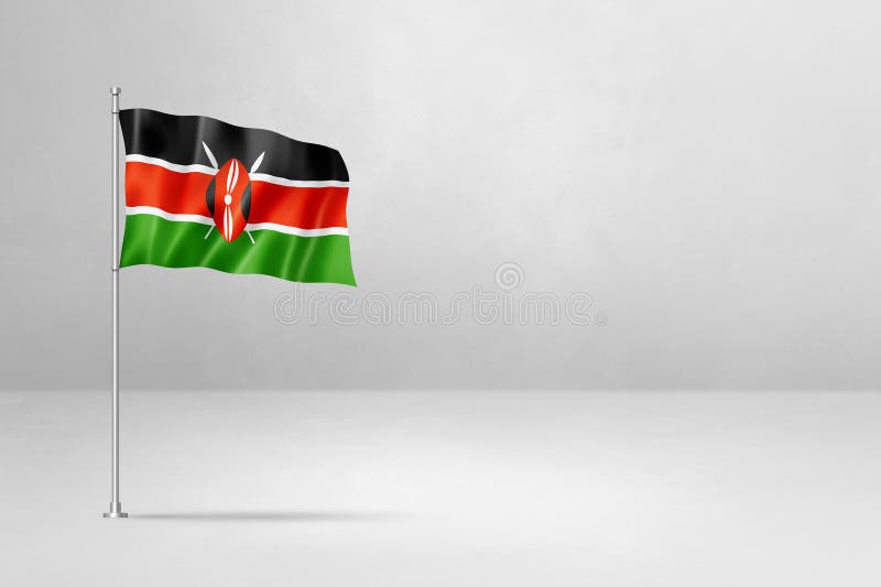 Kenyan Flag Isolated on White Concrete Wall Background Stock ...
